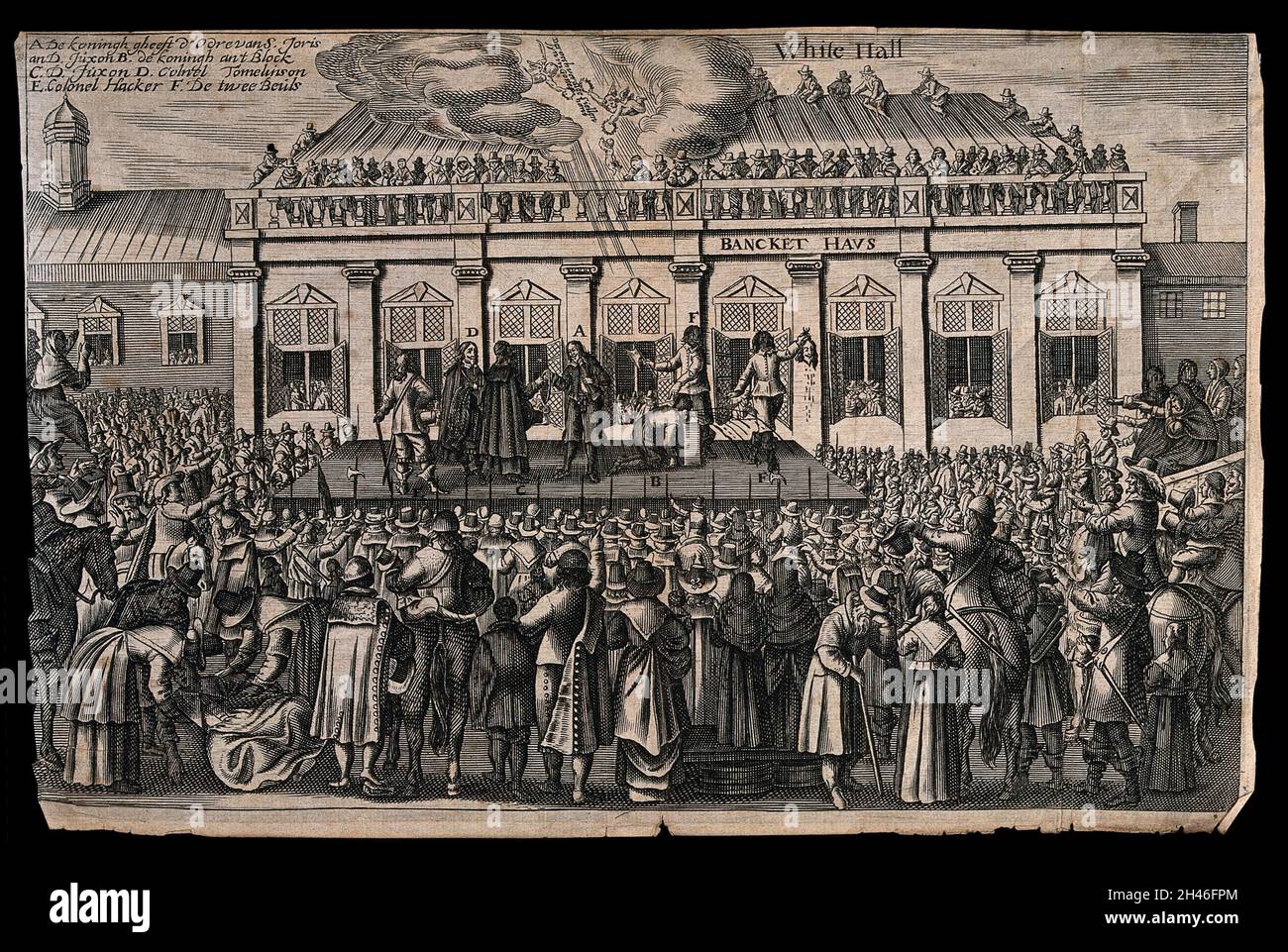 The beheading of Charles I outside the Banqueting Hall of Whitehall in ...