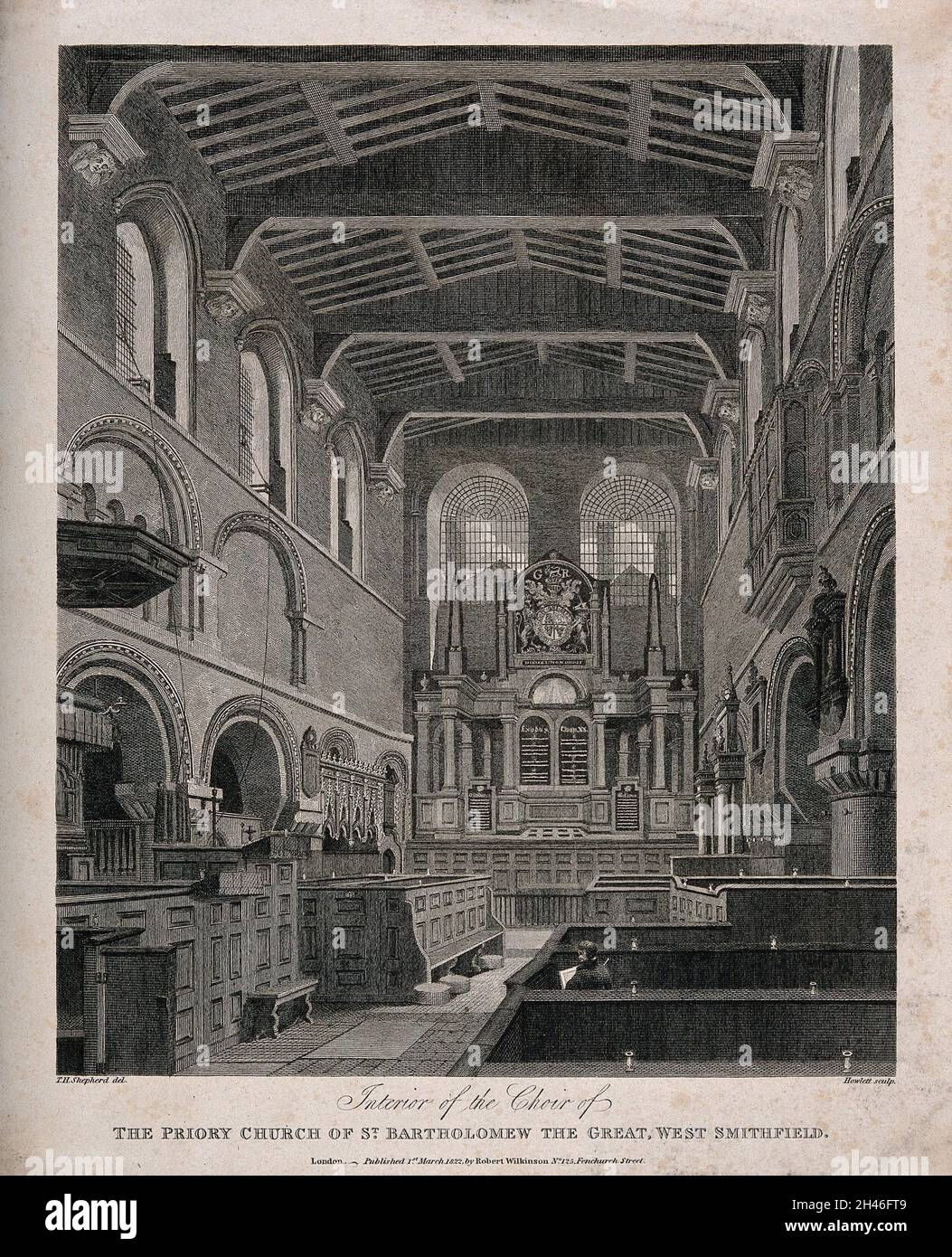 St Bartholomew's Priory, London: the interior looking towards the altar ...