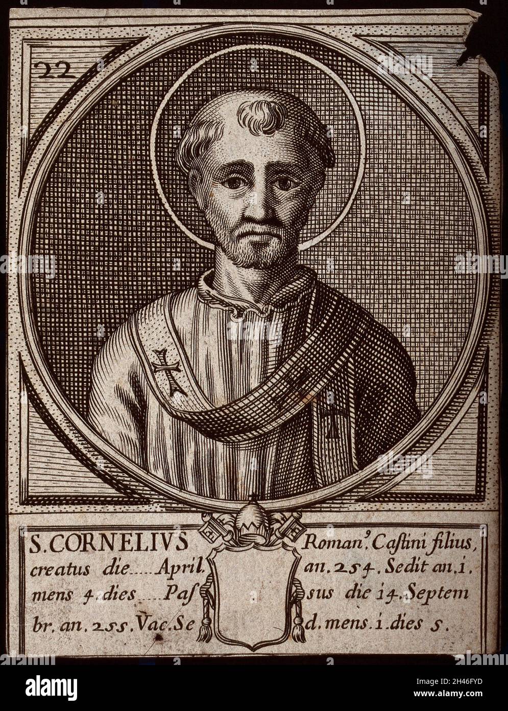 Saint Cornelius. Line engraving Stock Photo - Alamy