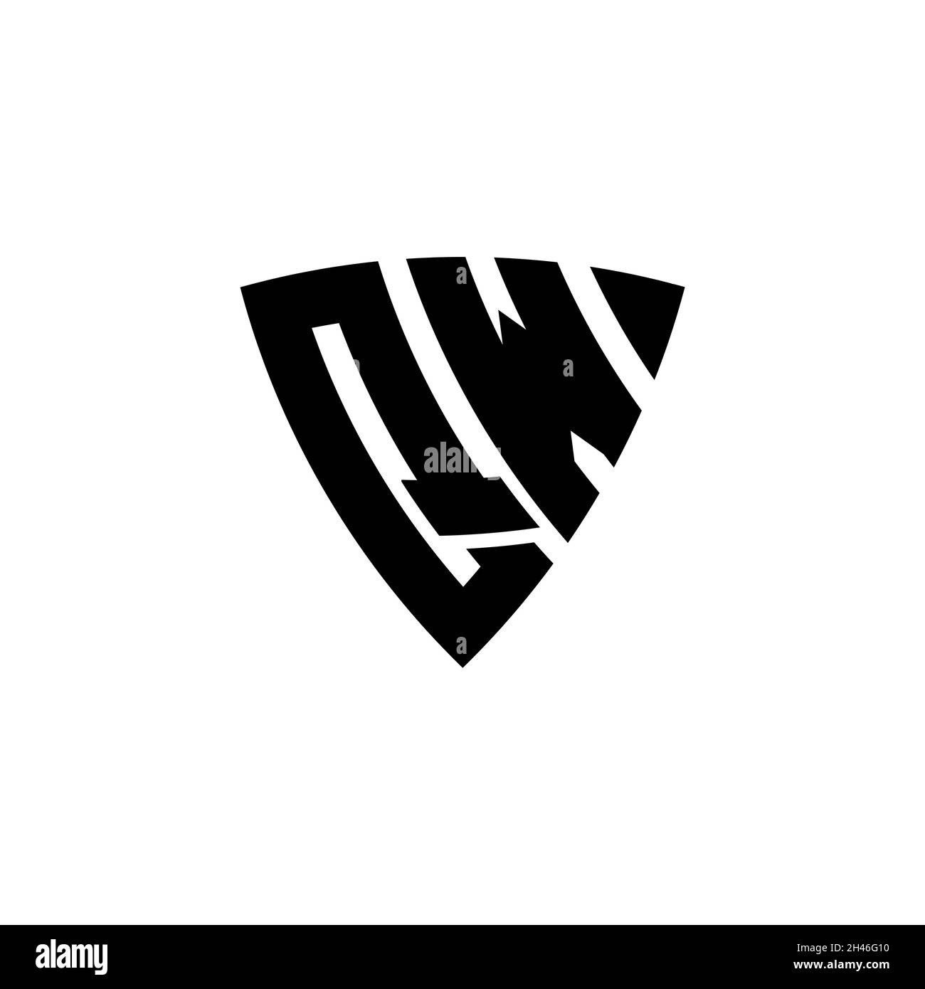 QW Monogram logo letter with triangle shield shape style design isolated on white background ...
