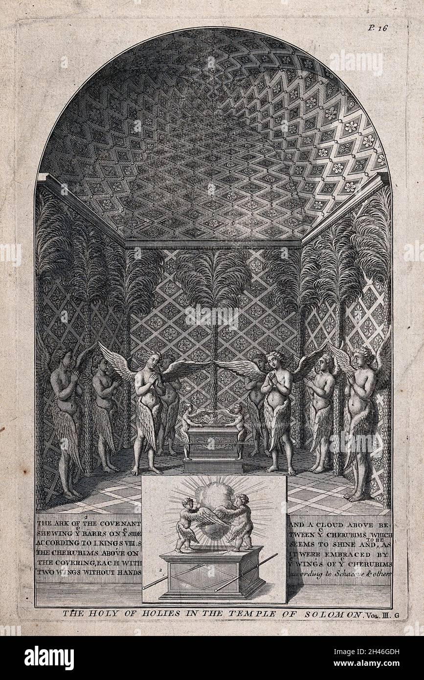 The ark of the covenant guarded by angels in the Temple of Solomon ...