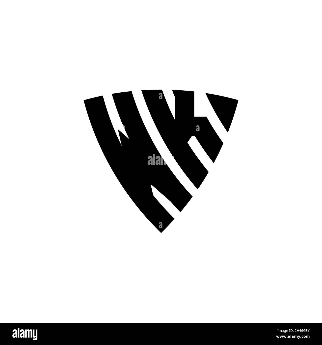 WK Monogram logo letter with triangle shield shape style design ...
