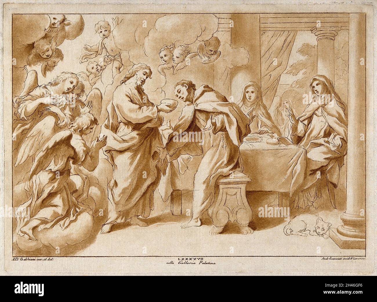 Saint Peter of Alcántara with Saint Teresa, angels and other figures ...