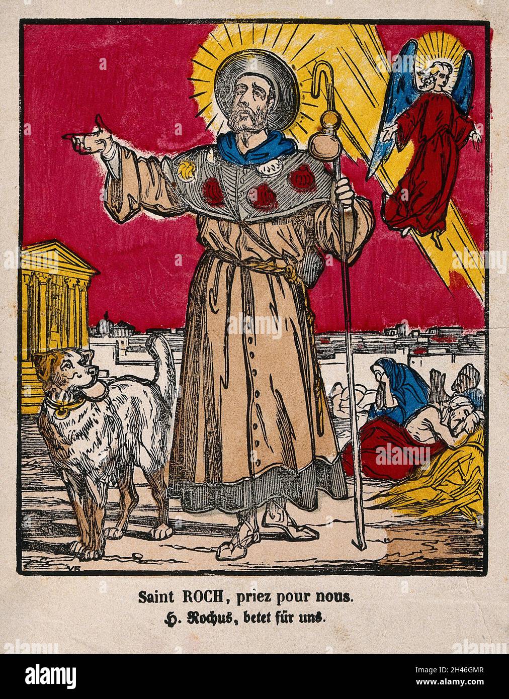 Saint Roch. Coloured woodcut Stock Photo - Alamy