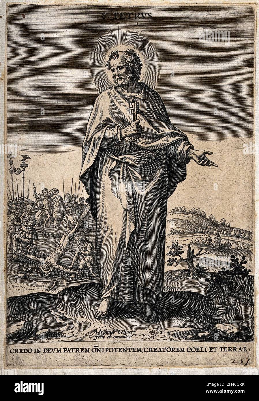Saint Peter. Engraving by A. Collaert Stock Photo - Alamy