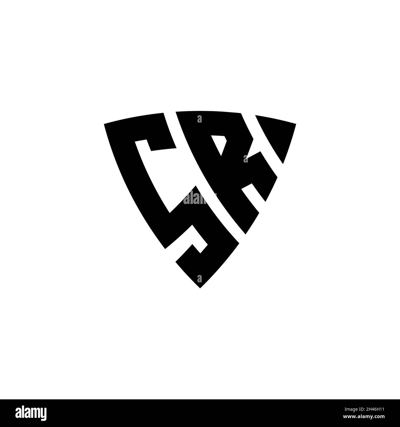 SR Monogram logo letter with triangle shield shape style design ...