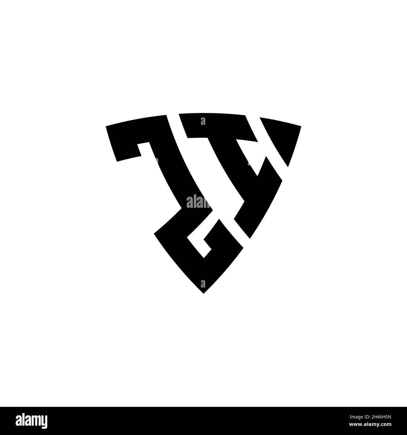 ZI Monogram logo letter with triangle shield shape style design isolated on white background ...