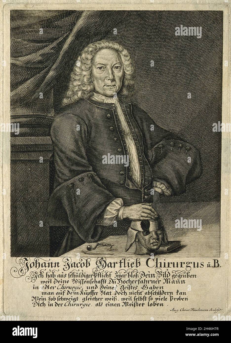 Johann Jacob Hartlieb. Line engraving by A.C. Fleischmann Stock Photo ...