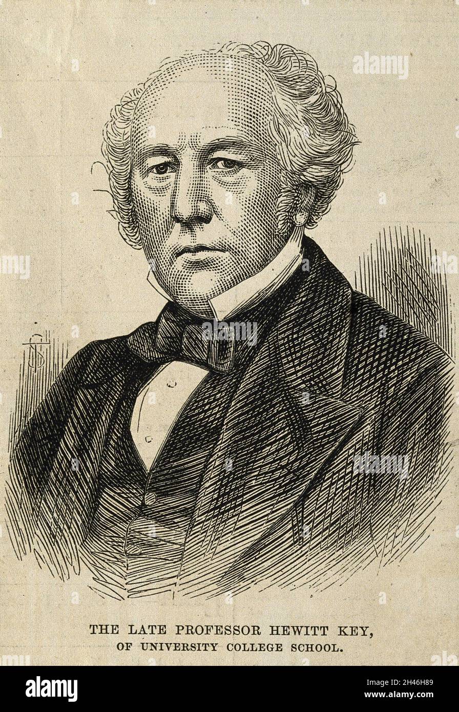 Thomas Hewitt Key. Wood engraving after T.D. Scott, 1875 Stock Photo ...