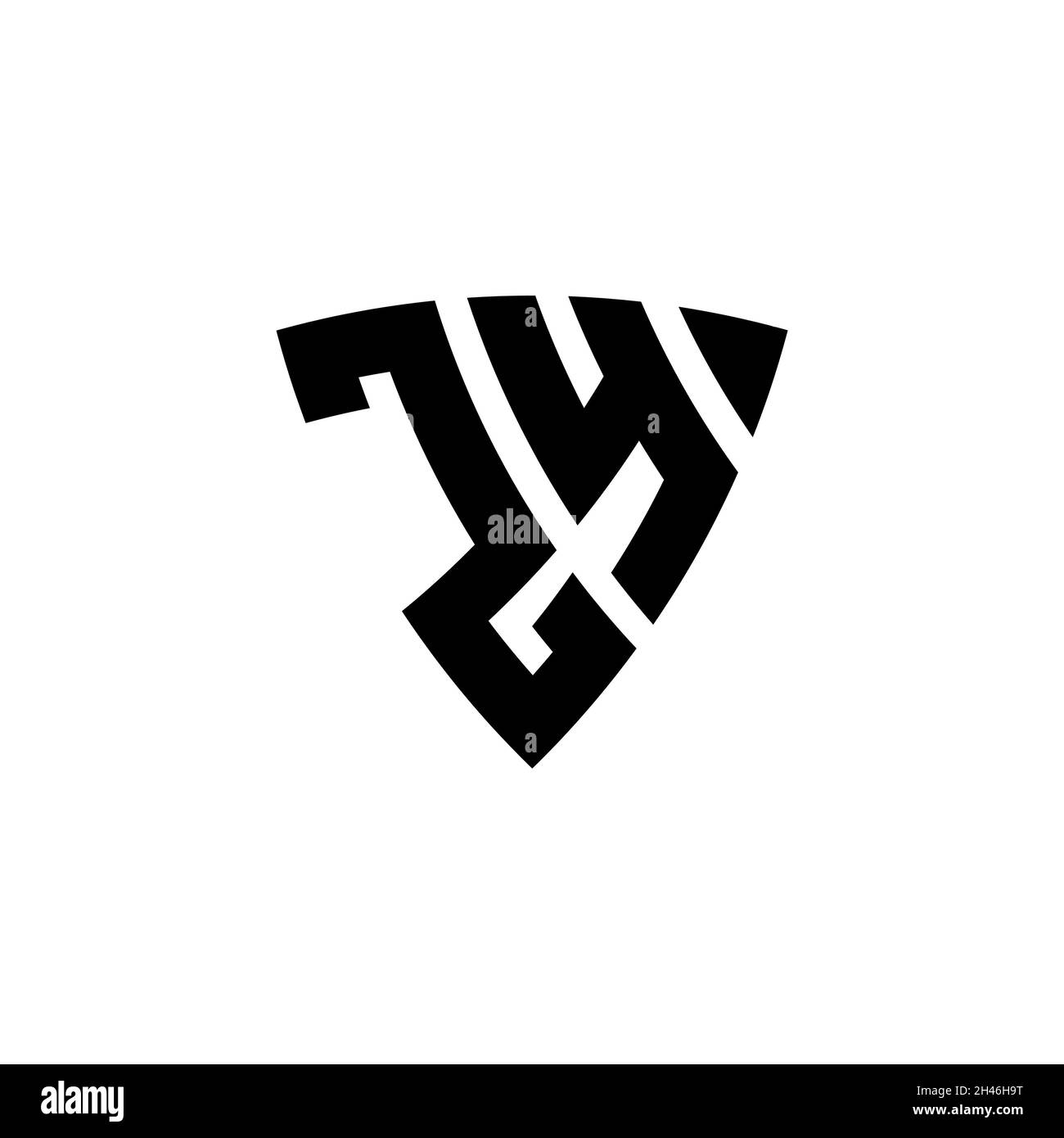 ZY Monogram logo letter with triangle shield shape style design ...