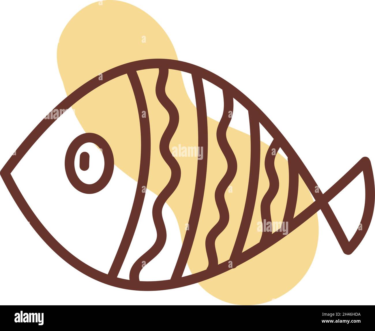 Fat yellow fish with stripes, illustration, vector, on a white ...