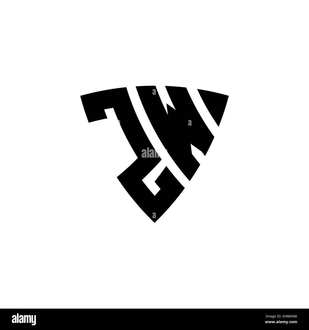 ZW Monogram logo letter with triangle shield shape style design ...