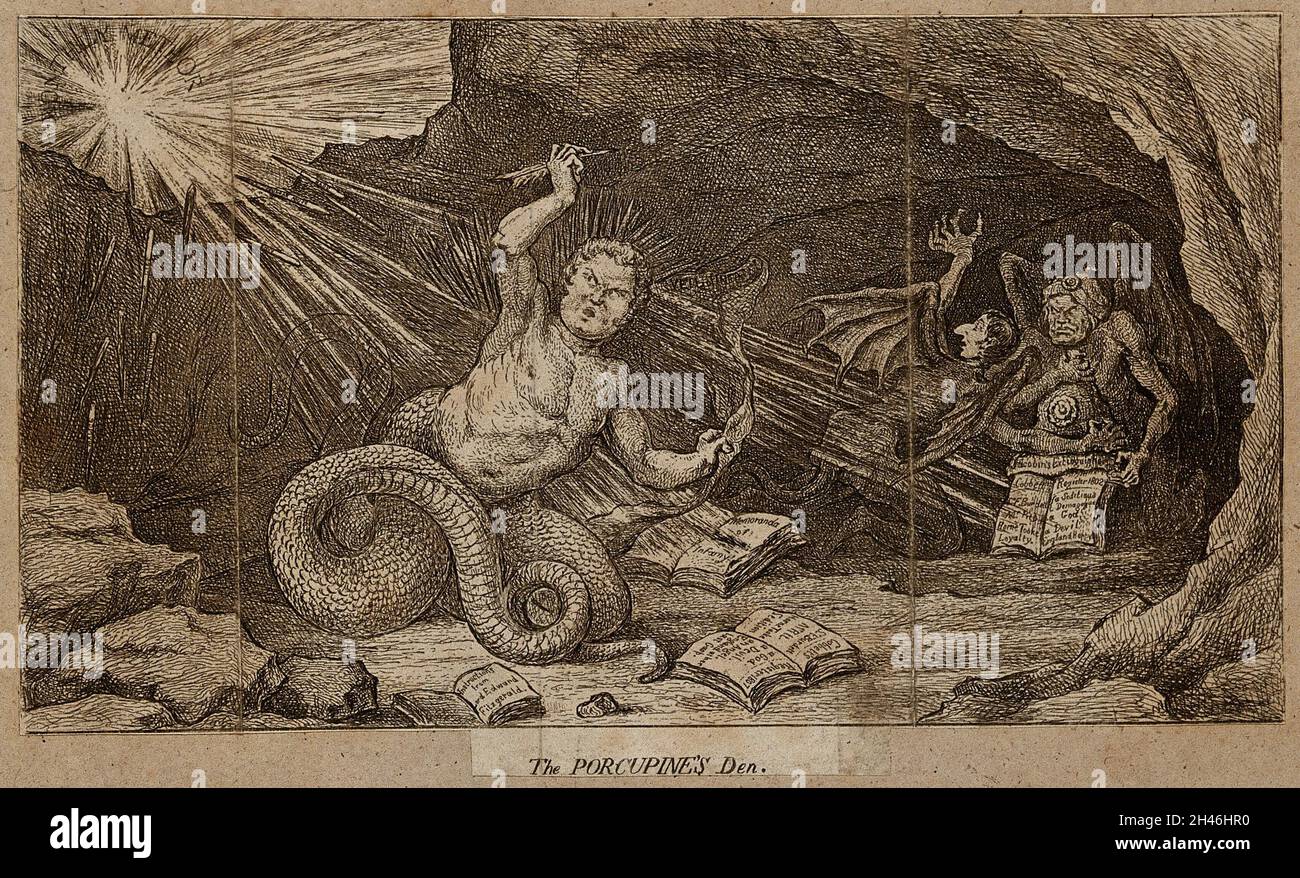 William Cobbett as a porcupine with a snake's tail with two taloned ...