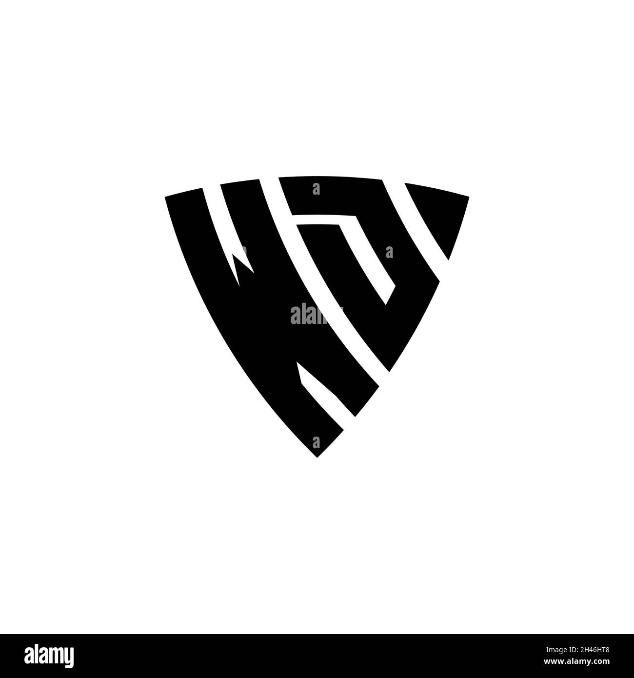 WD Monogram logo letter with triangle shield shape style design isolated on white background ...