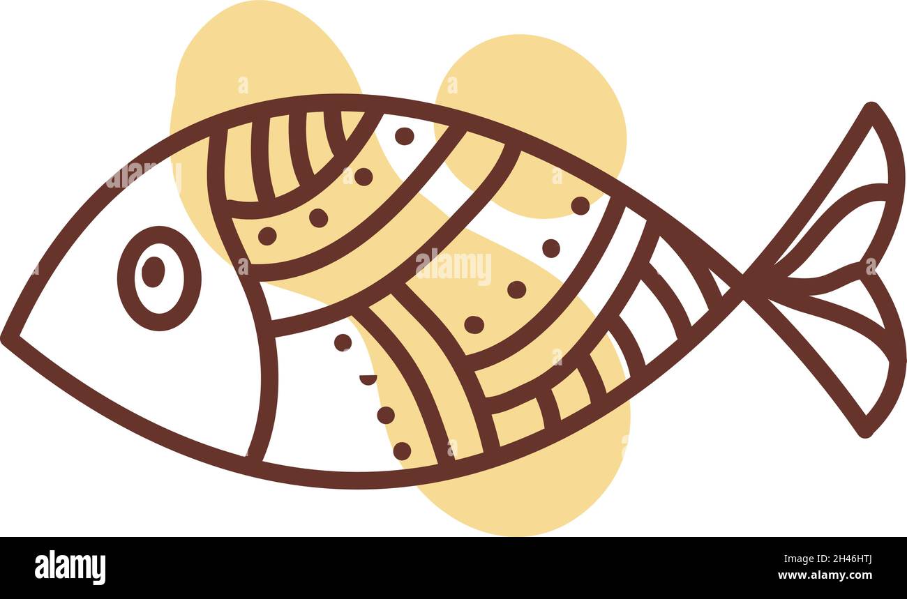 Yellow cartoon fish, illustration, vector, on a white background Stock ...