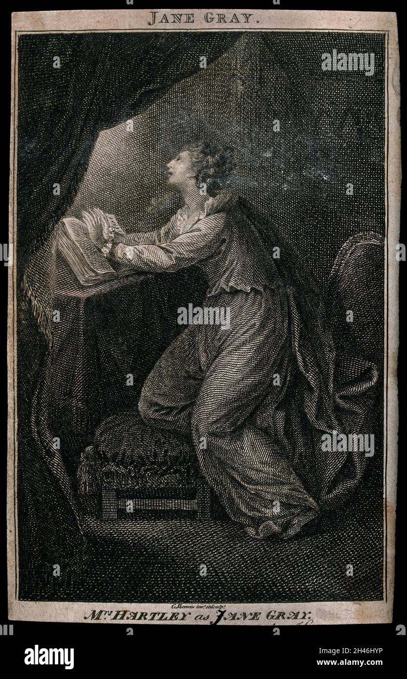 Elizabeth Hartley playing the role of Lady Jane Grey. Engraving by C ...
