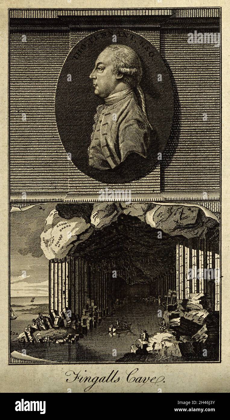 Thomas Pennant and Fingal's Cave. Line engraving Stock Photo - Alamy