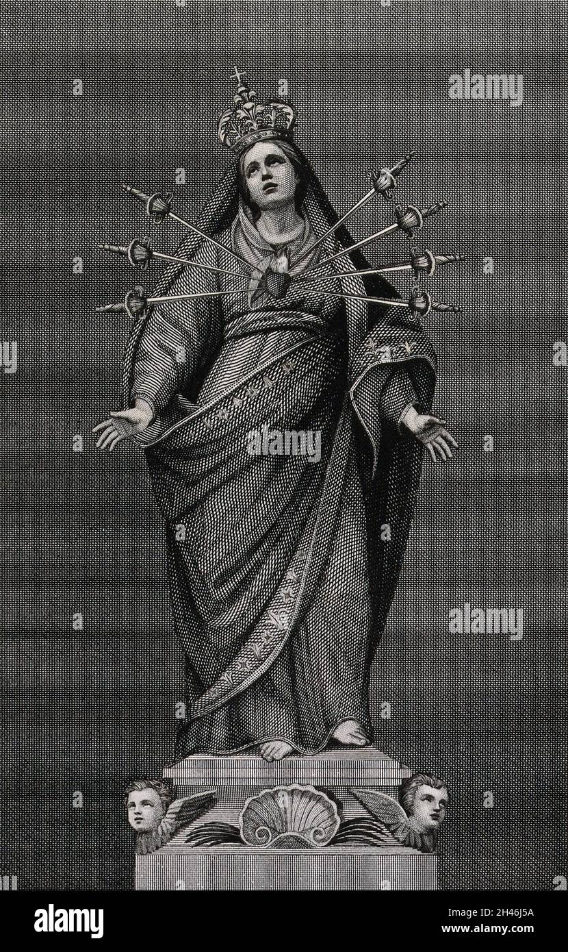 Saint Mary (the Blessed Virgin). Etching by A. Lega Stock Photo - Alamy
