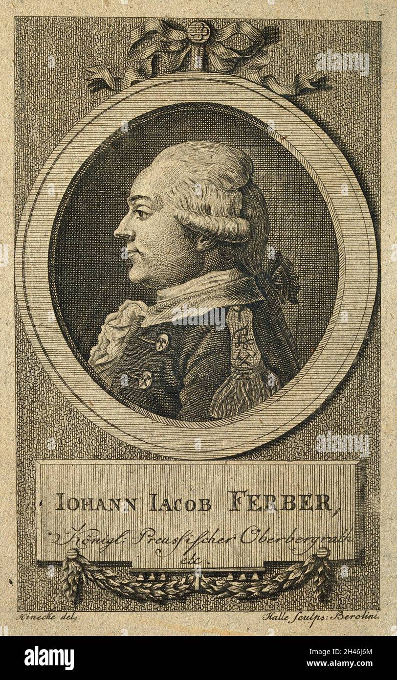 Johann Jacob Ferber. Line engraving by J.S.L. Halle after Hinecke Stock ...