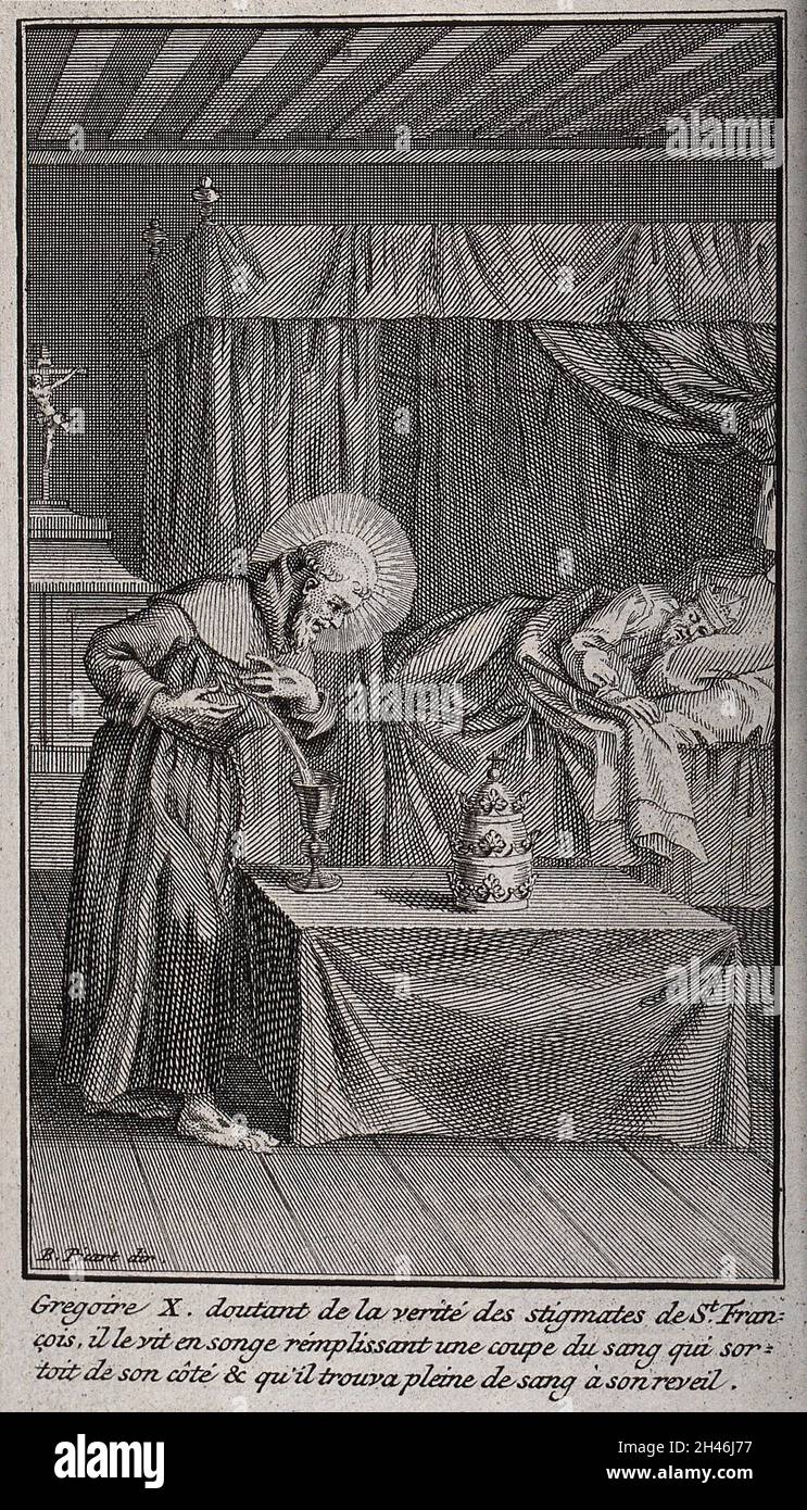 Saint Gregory, doubting the stigmata of Saint Francis, sees in a dream ...