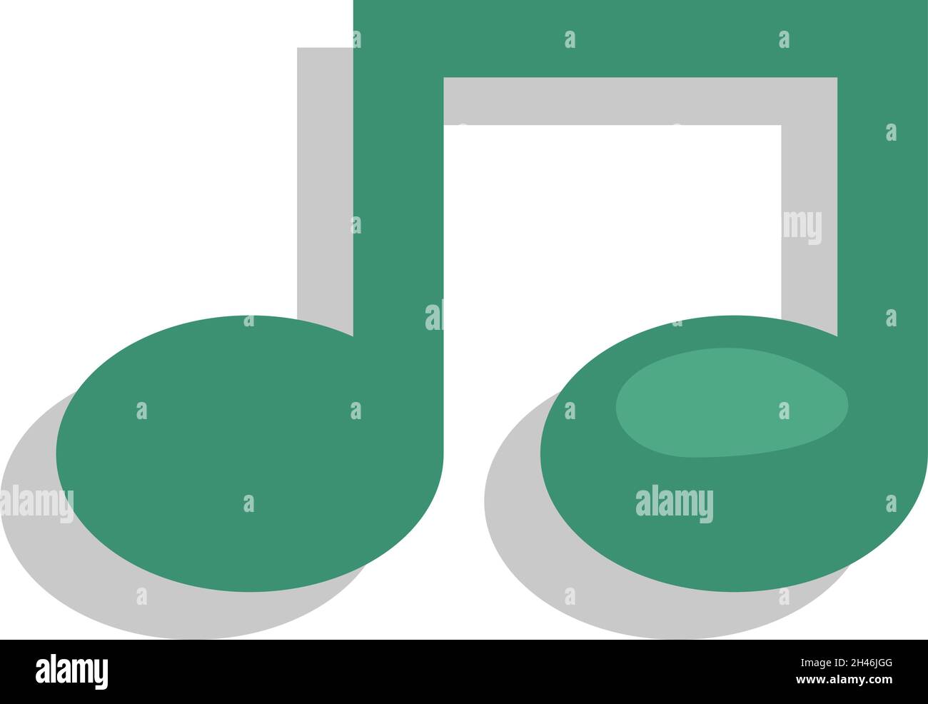 Green music note, illustration, vector, on a white background Stock ...