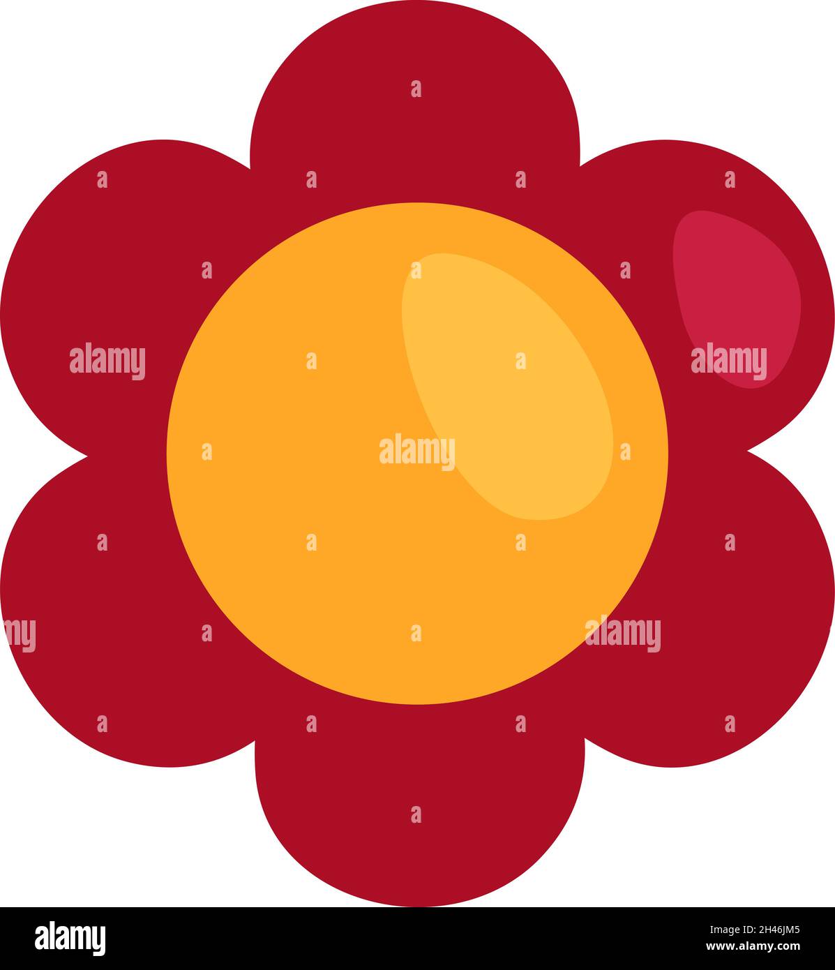 Simple red flower, illustration, vector, on a white background Stock ...