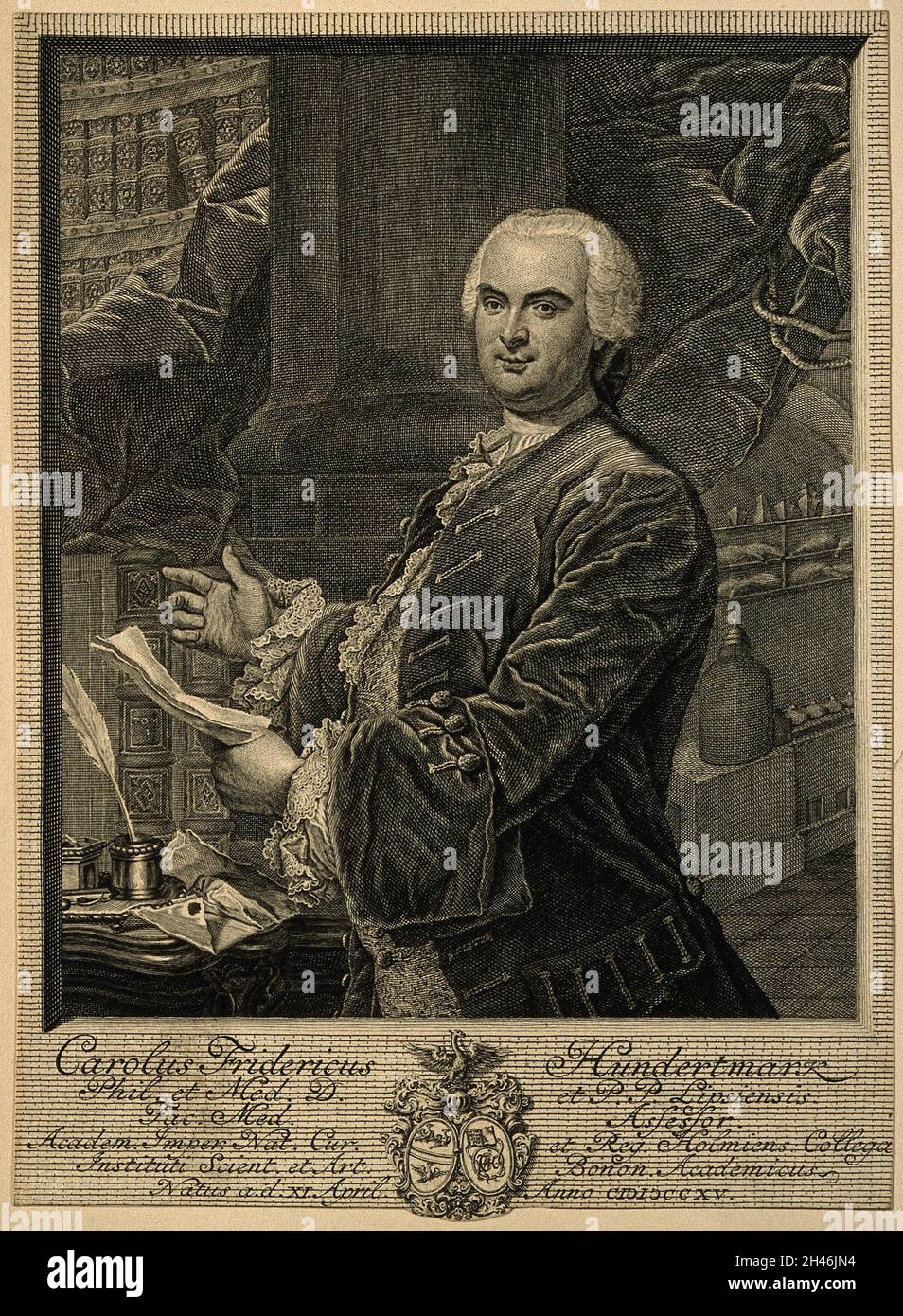Karl Friedrich Hundertmarck (Hundertmark). Line engraving Stock Photo ...