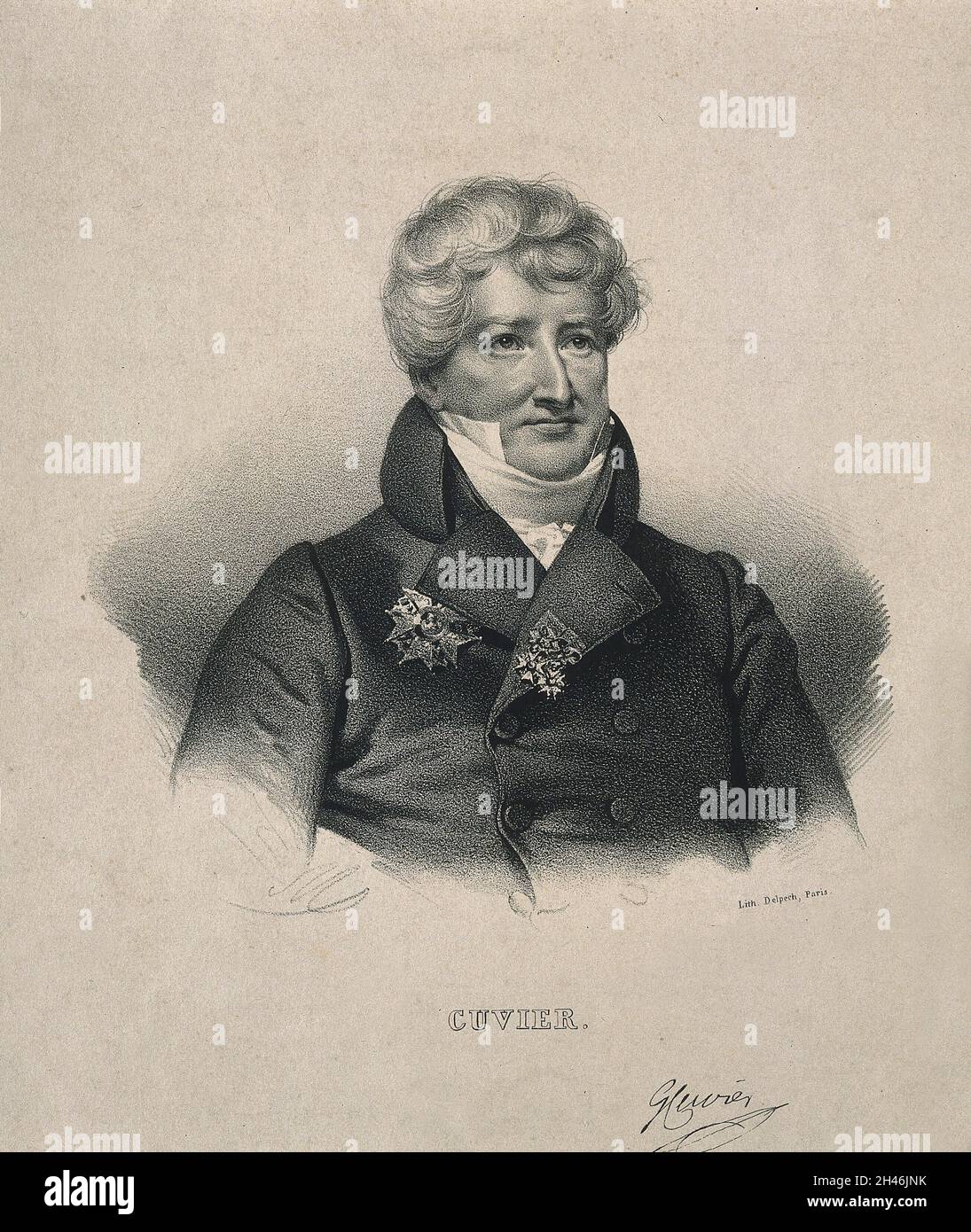 Georges-Léopold-Chrétien-Frédéric-Dagobert, Baron Cuvier. Lithograph by ...