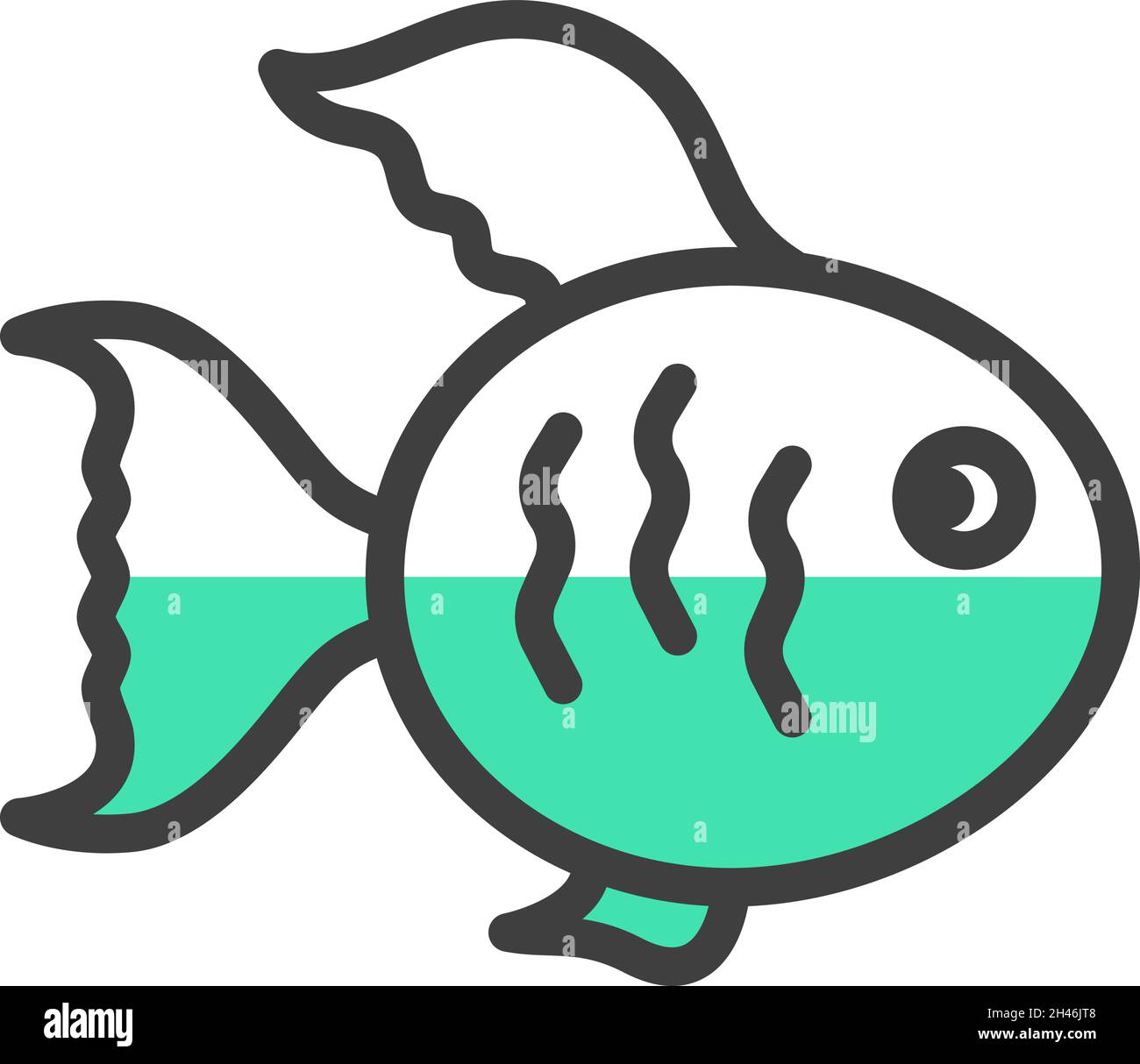 Fat green sea fish, illustration, vector, on a white background Stock ...