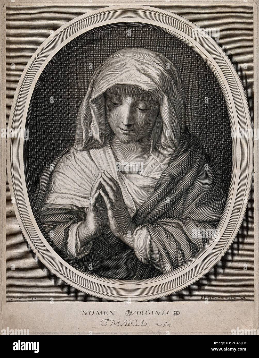 Saint Mary (the Blessed Virgin). Line engraving by F. de Poilly after G ...