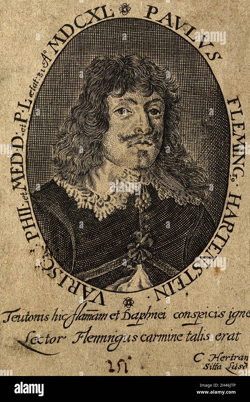 Paul Fleming [Flaming]. Line engraving, 1642 Stock Photo - Alamy