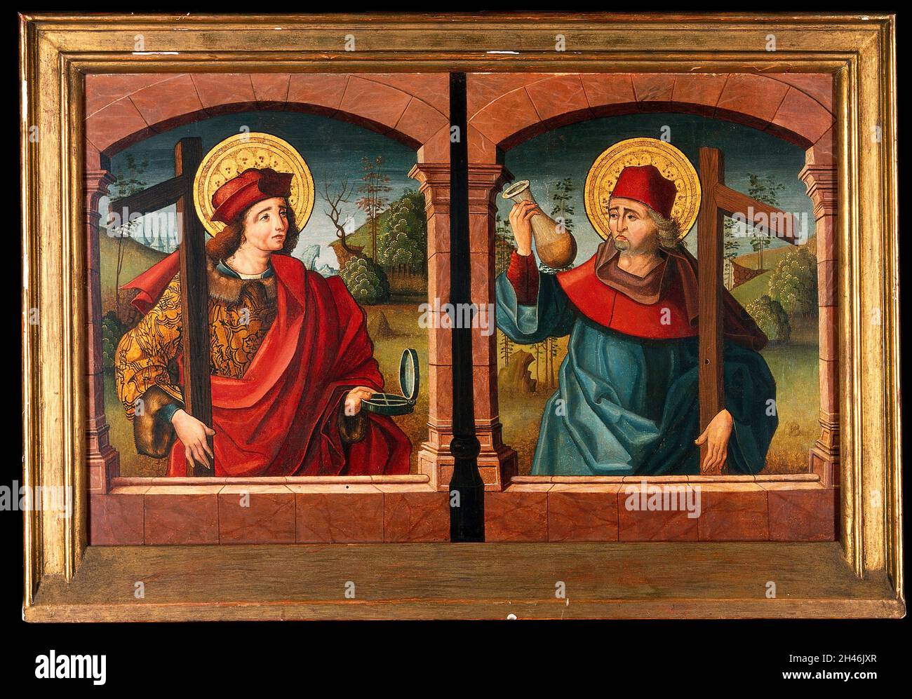 Saint Cosmas and Saint Damian. Oil painting Stock Photo - Alamy