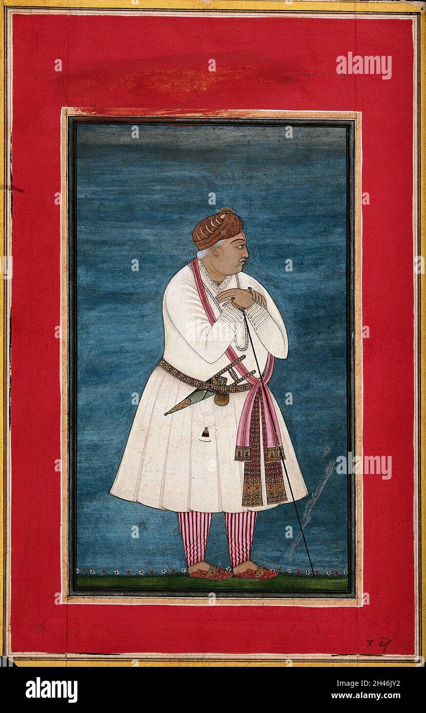 A Hindu raja. Gouache painting by an Indian artist, ca. 1750 Stock ...