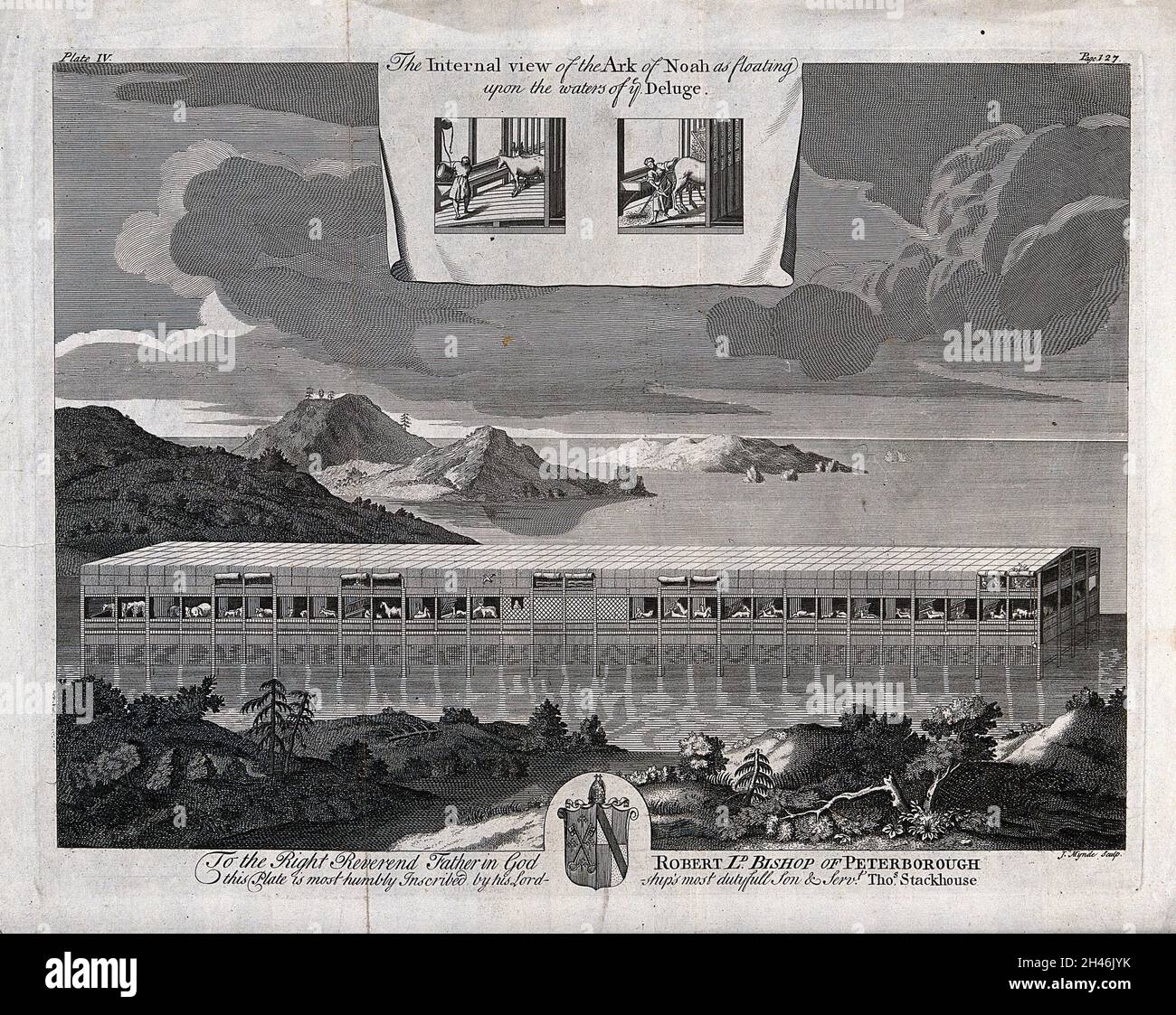 Noah's ark and all its compartments displayed. Etching by J. Mynde ...