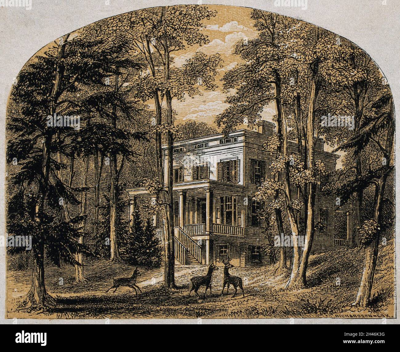 John James Audubon: his house. Colour line block by Richardson Cox ...