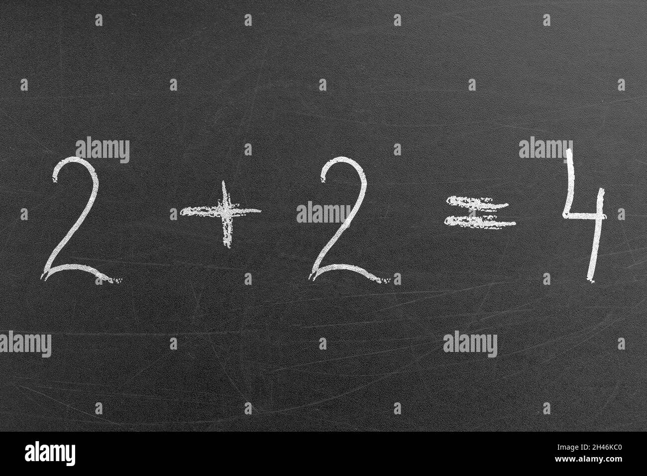 Math equation for beginners in the school handwritten on a blackboard ...