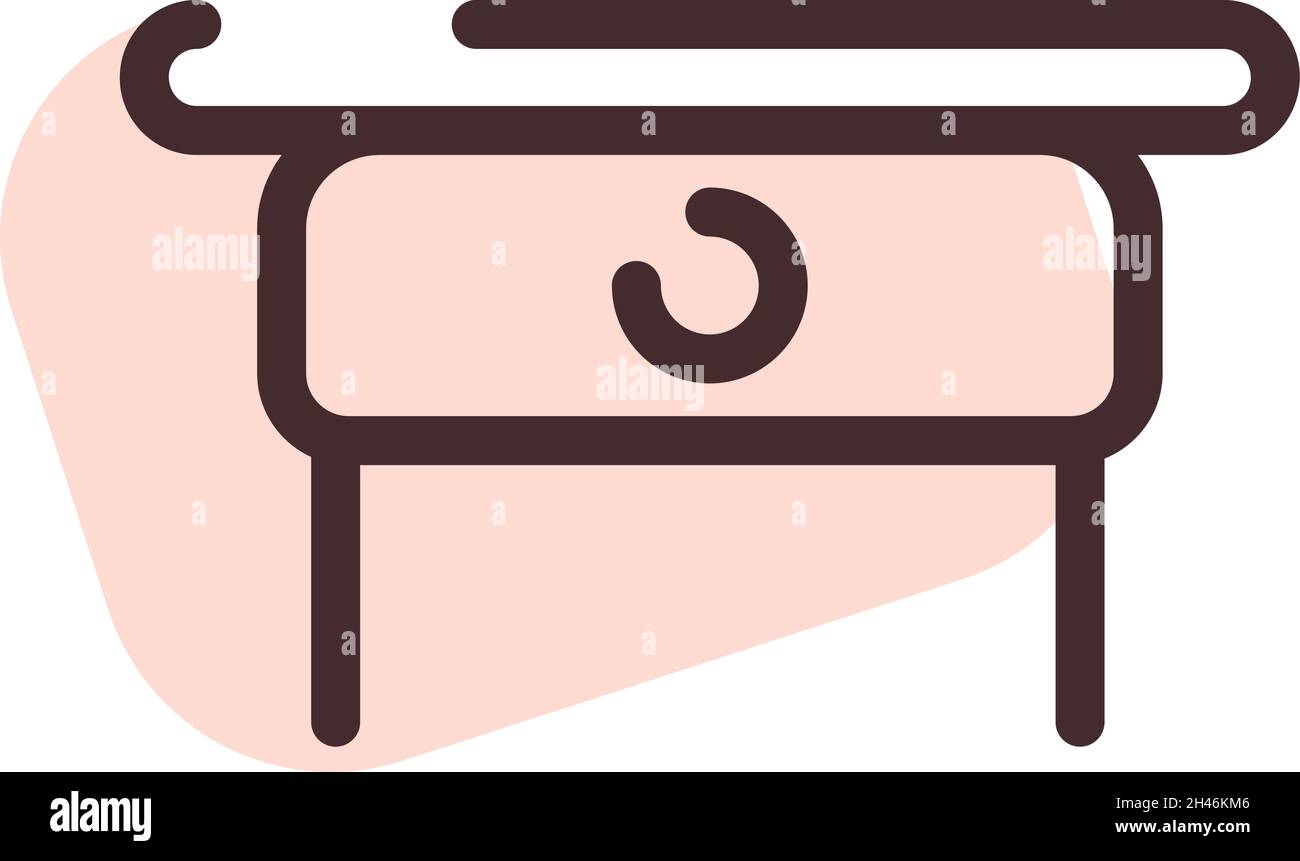 Pink bedside table, illustration, vector, on a white background Stock ...