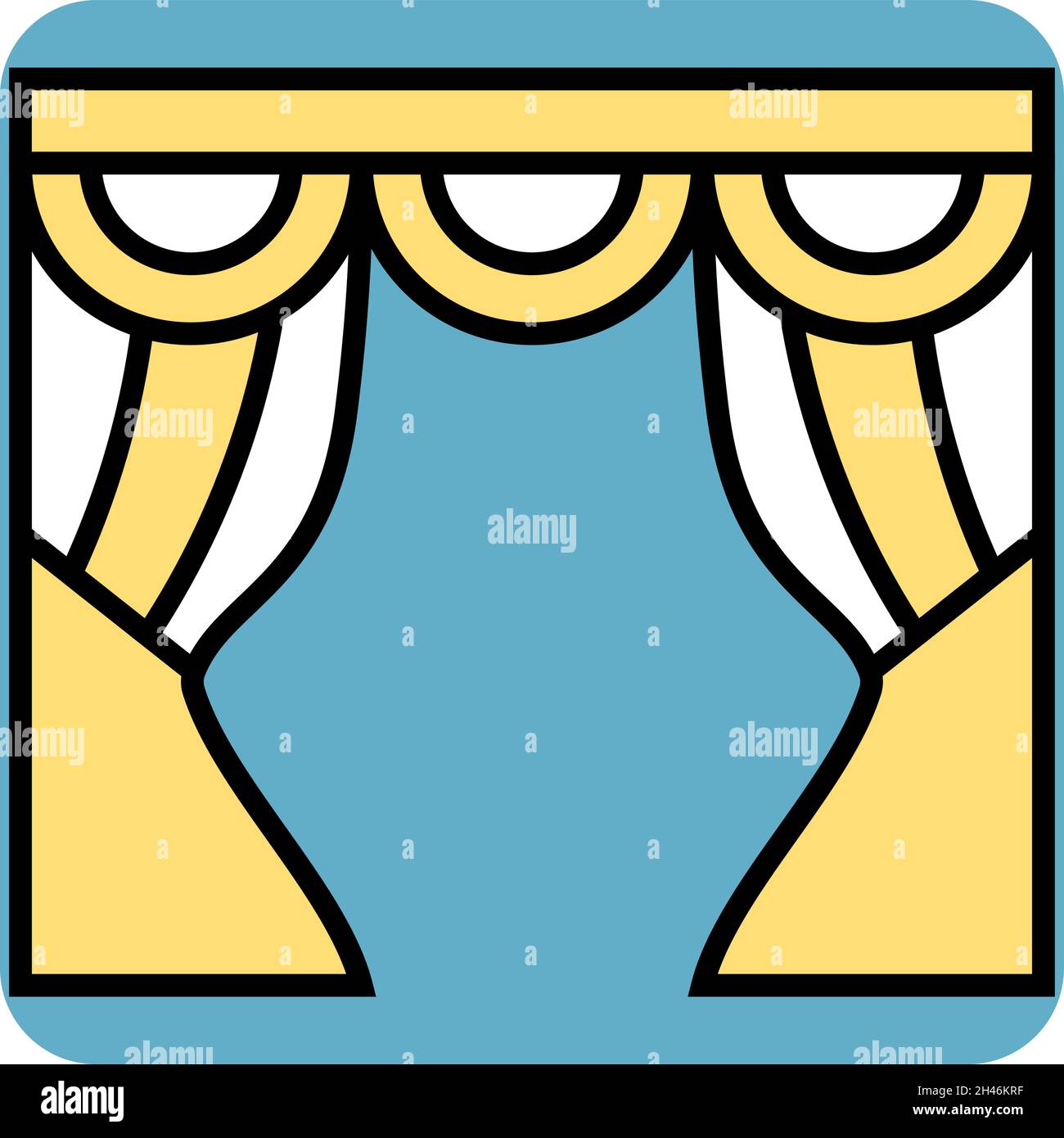 Yellow curtain, illustration, vector, on a white background Stock ...