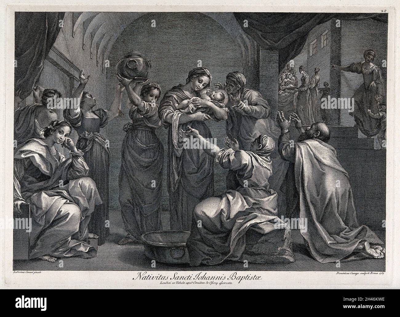 Saint John the Baptist: his birth. Engraving by D. Cunego, 1769, after ...