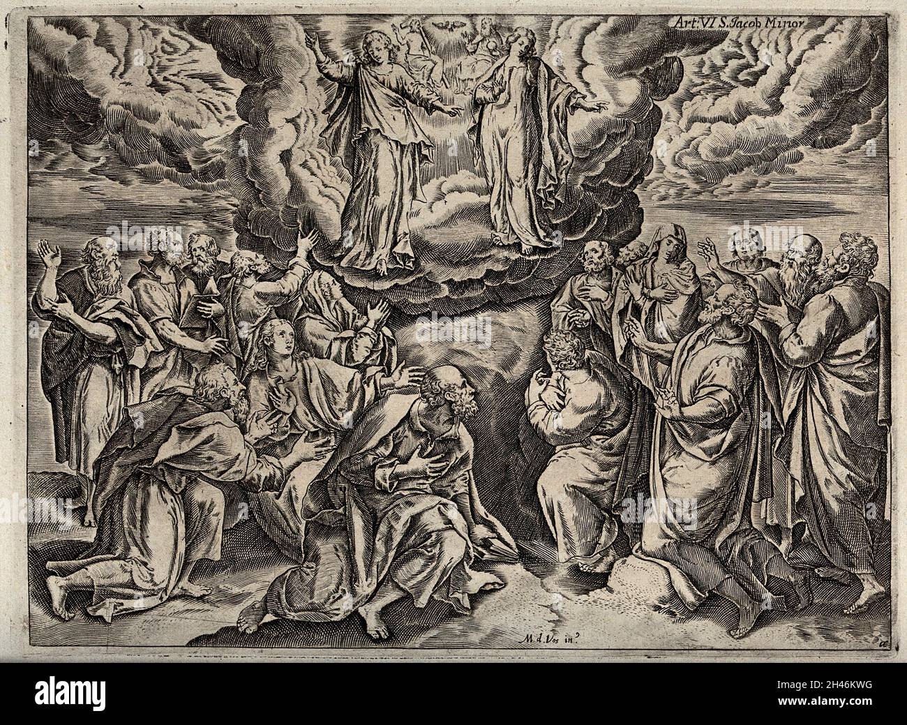 The Trinity appearing to the Virgin Mary, the apostles and evangelists ...