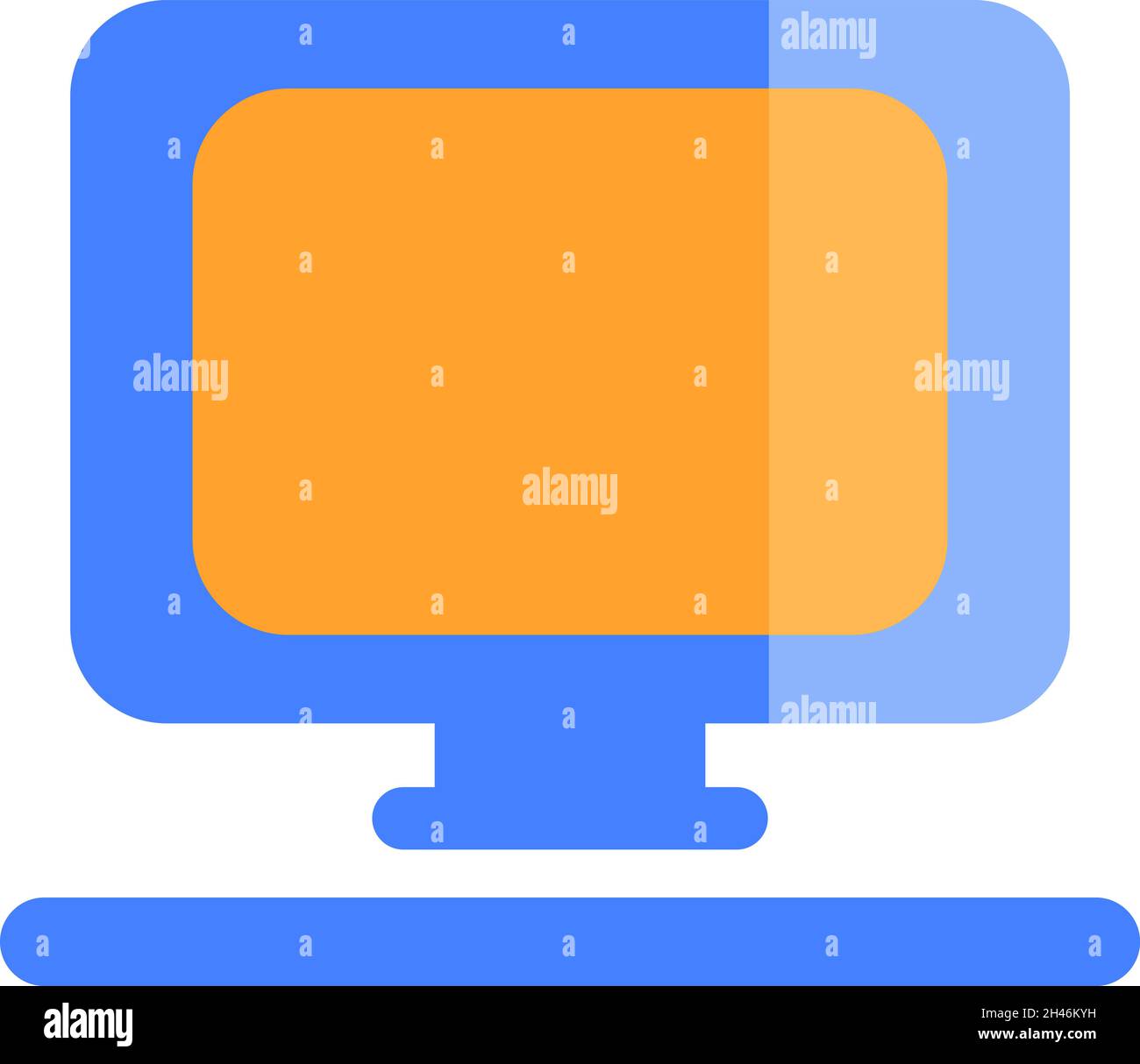 Yellow and blue computer, illustration, vector, on a white background ...