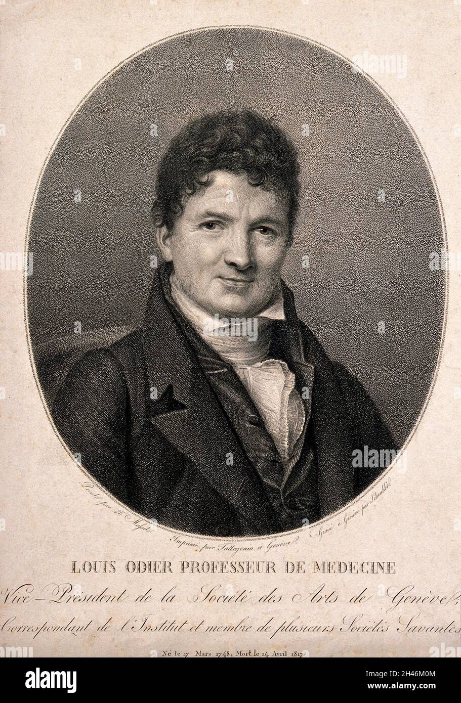 Louis Odier. Stipple engraving by N. Schenker after F. C. Massot Stock ...