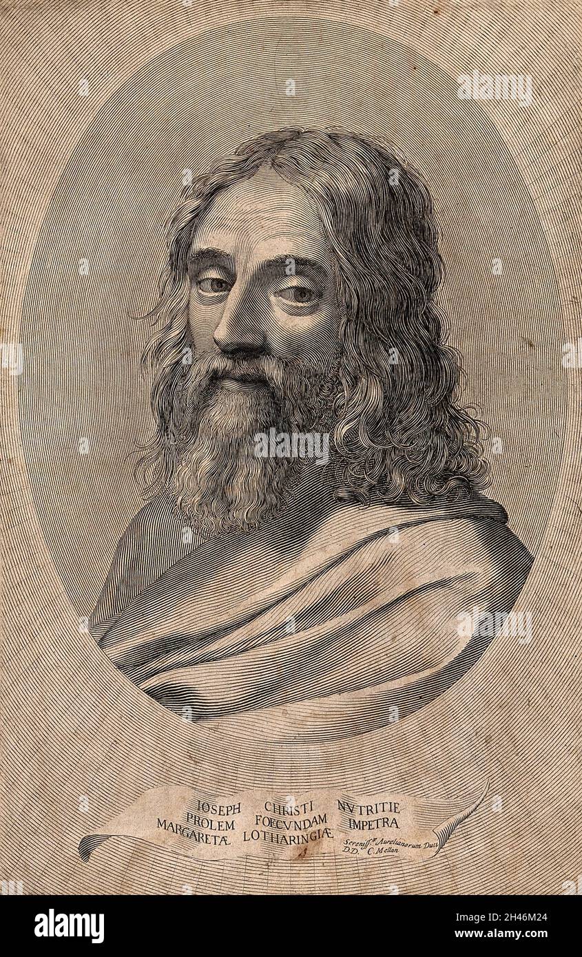 Saint Joseph. Line engraving by C. Mellan Stock Photo - Alamy