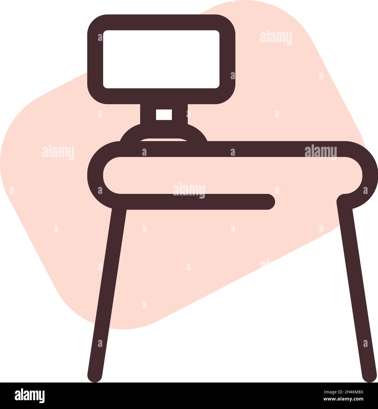 Pink computer desk, illustration, vector, on a white background Stock ...