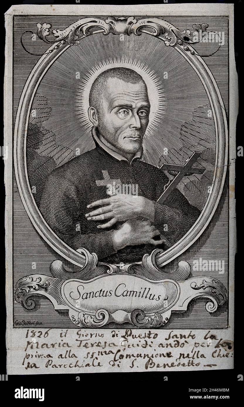 Saint Camillus de Lellis. Engraving by G. Fabbri Stock Photo - Alamy