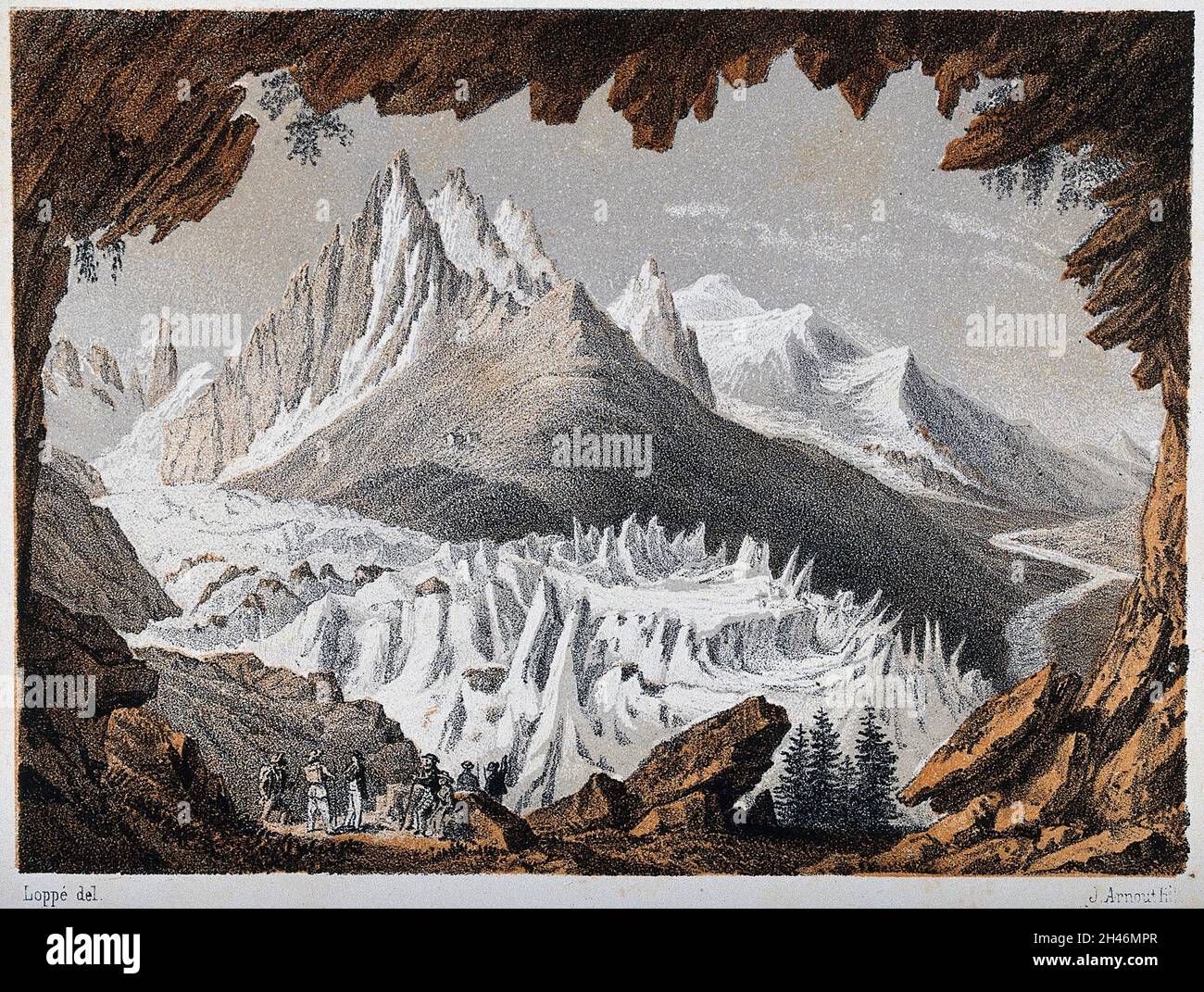 The Glacier des Bains [or Bois?], Mont Blanc, from the Montanvert to ...