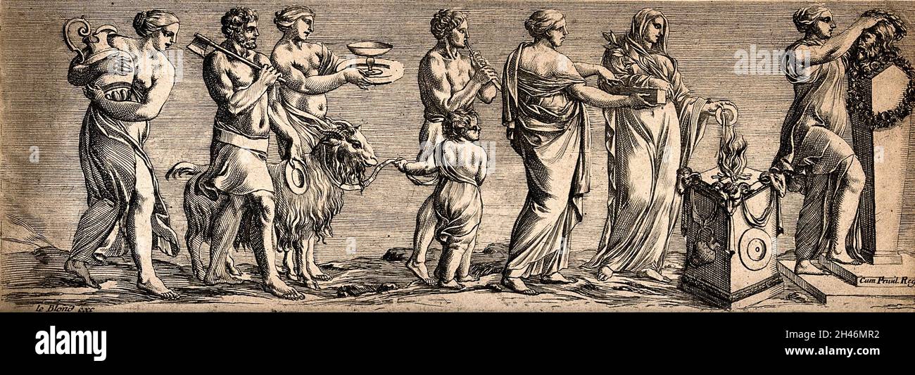 Pagan sacrifice. Engraving Stock Photo - Alamy