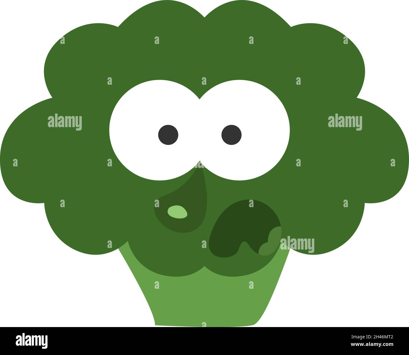 Scared broccoli, illustration, vector, on a white background Stock ...