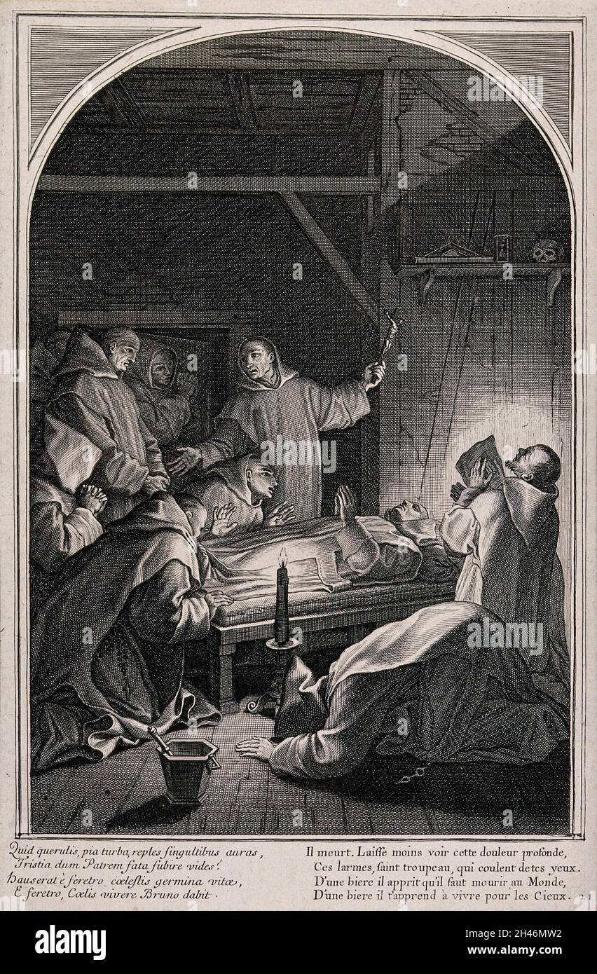 The body of Saint Bruno is laid out in state and surrounded by mourning ...