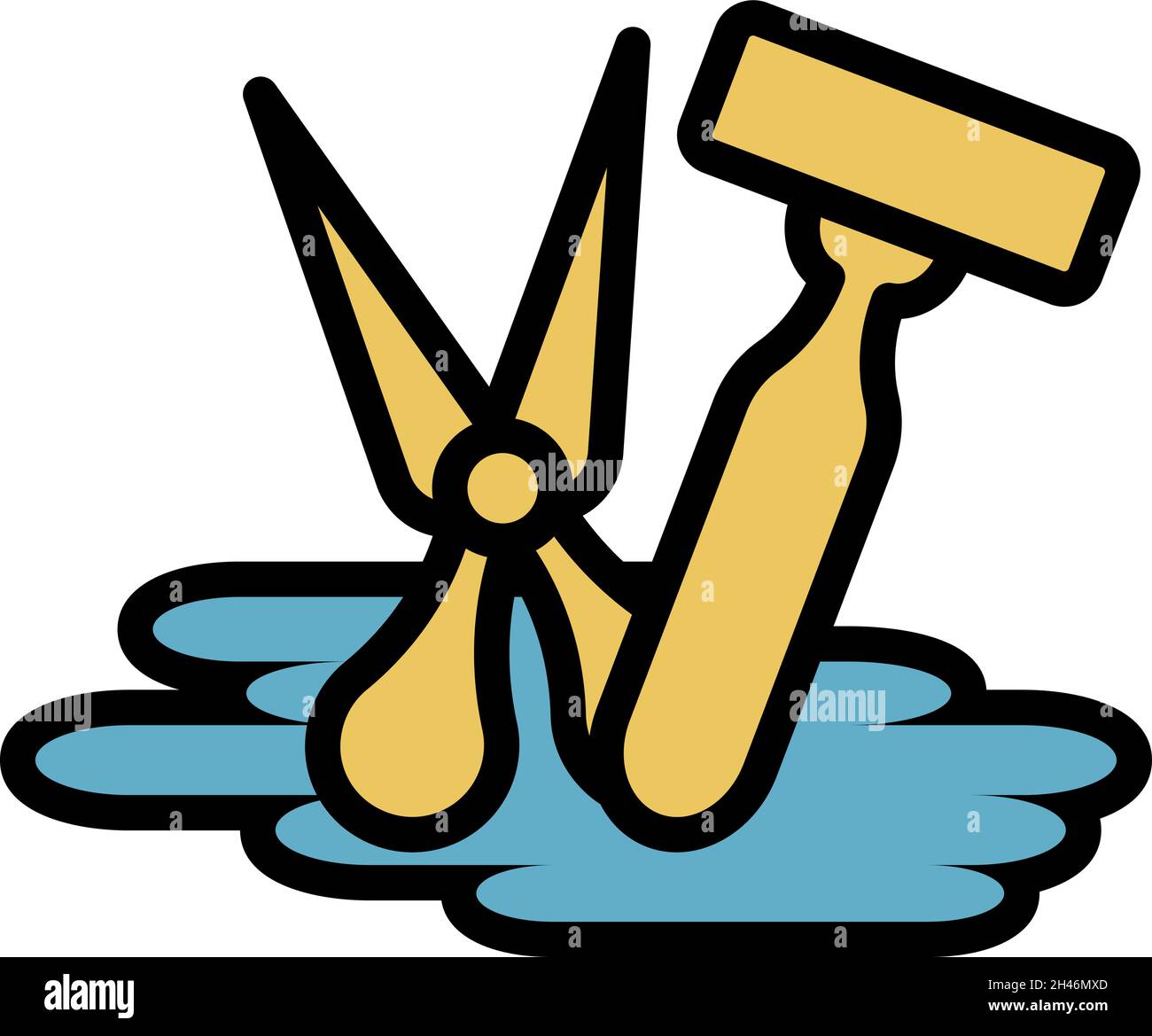 Scissors and razor, illustration, vector, on a white background Stock ...